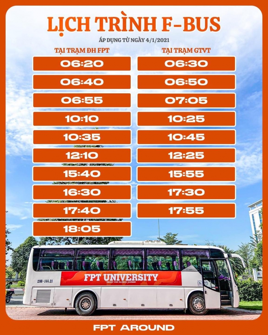 Lịch trình và diện mạo mới của F-Bus Đại học FPT TP. HCM | Trường Đại ...