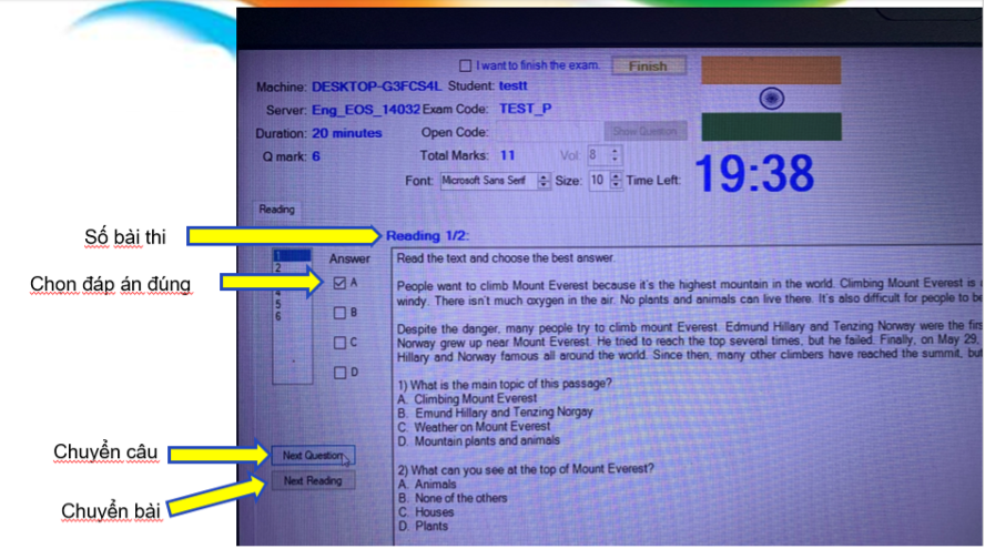 Hướng dẫn sinh viên sử dụng và thi tiếng Anh xếp lớp trên phần mềm EOS ...